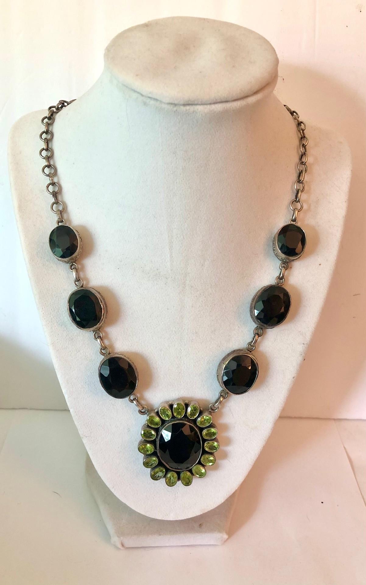 Vintage Sterling Silver Smoky Quartz & Peridot Necklace » Tookey Buxton