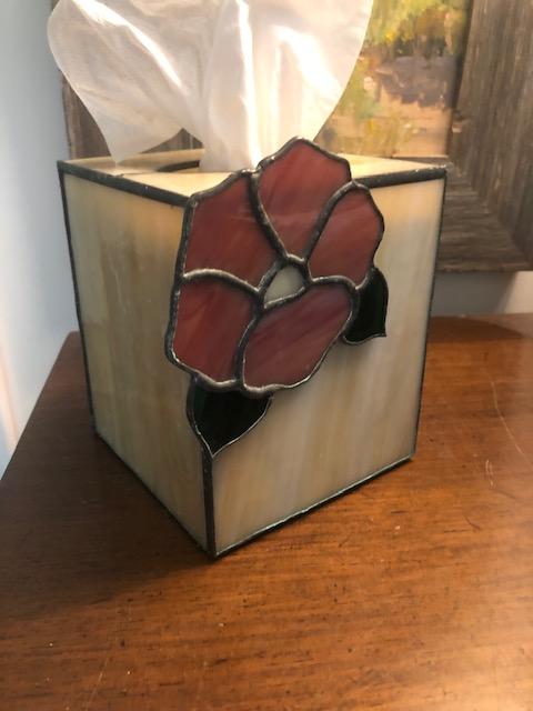Vintage Stained Glass Tissue Box Cover With Flower » Tookey Buxton